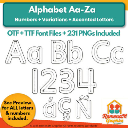 Alphabet Tracing Font | Handwriting Practice – RamonaM Graphics