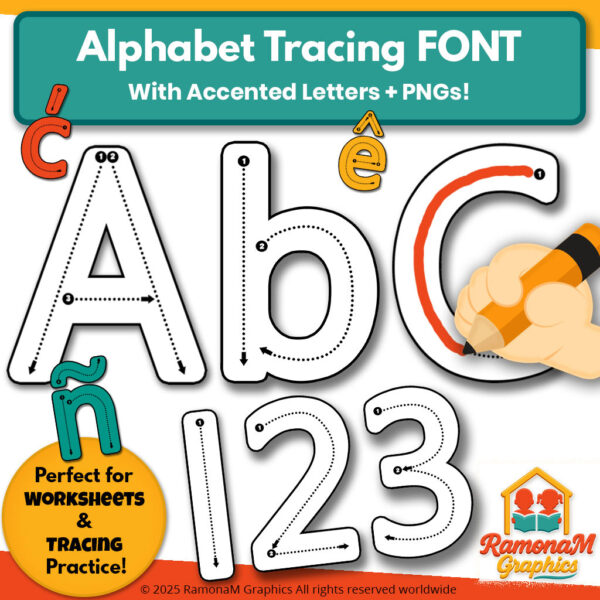 Alphabet Tracing Font | Handwriting Practice – RamonaM Graphics