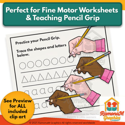 Pencil Grip Clip Art – Fine Motor & Handwriting PNGs | RamonaM